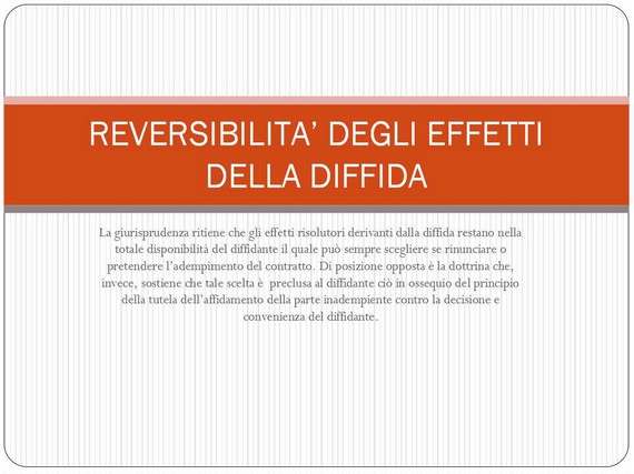 PATRIZIA BARCHI - LA DIFFIDA AD ADEMPIERE